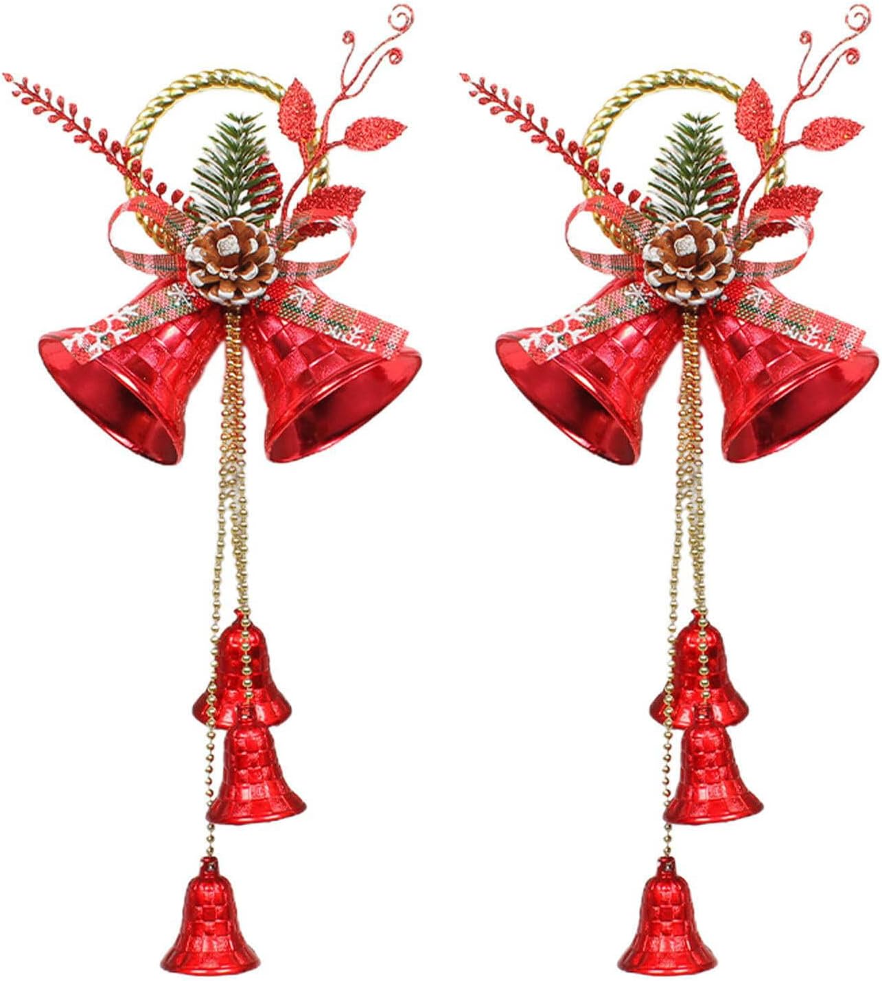Amazon.com: 2 PCS Christmas Bells Door Hanging Ornament Red and White ...