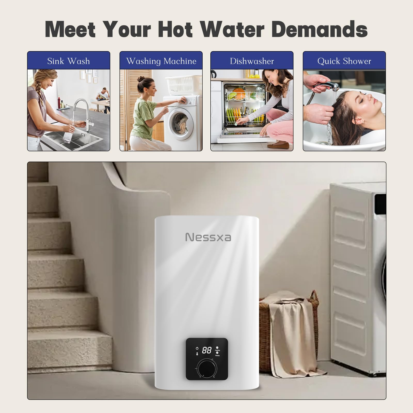Snapklik.com : 8 Gallon Electric Mini Tank Water Heater, 110V 1500W ...