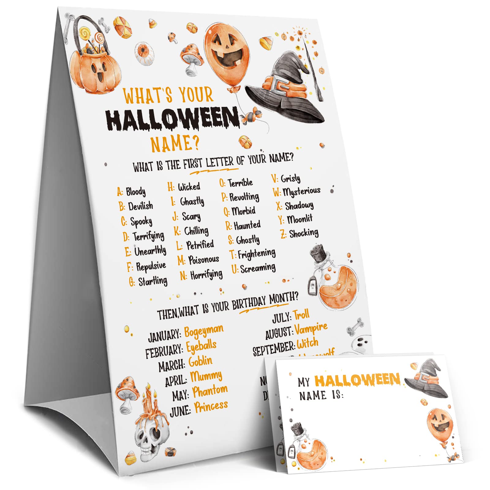 Amazon.com: Muruseni Halloween Games Sign - What's Your Halloween Name ...