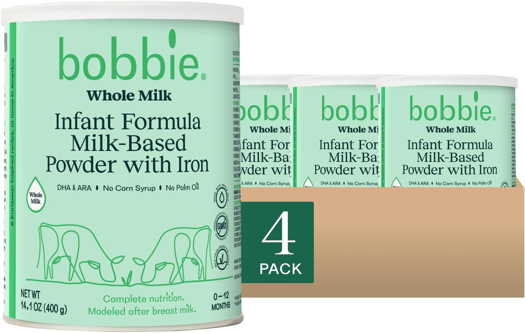 Amazon.com: Bobbie Whole Milk, Grass Fed Infant Formula with Iron ...