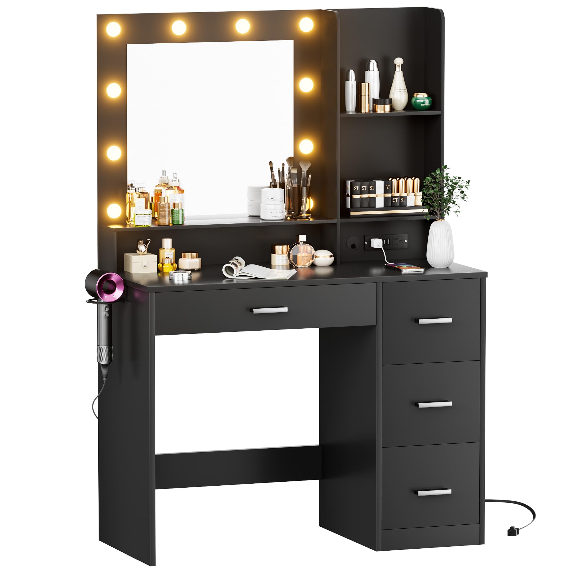Amazon.com: Acurax Makeup Vanity Desk with Mirror and 10 Lights, Table ...