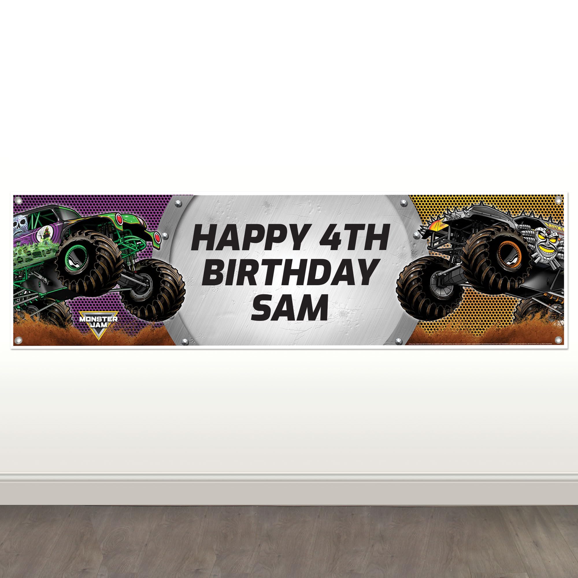 Amazon.com: Monster Jam Custom Vinyl Banner - Personalized Party Banner ...