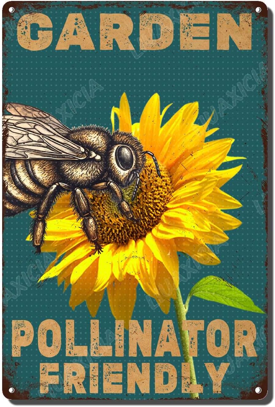 Amazon.com: LIUAXICIA Funny Metal Tin Signs Garden Signs Pollinator ...