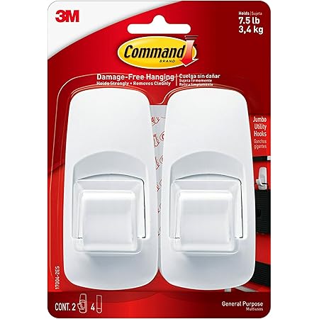 Amazon.com: Command 17004-2ES Utility Hook, Jumbo, White, 2 ...