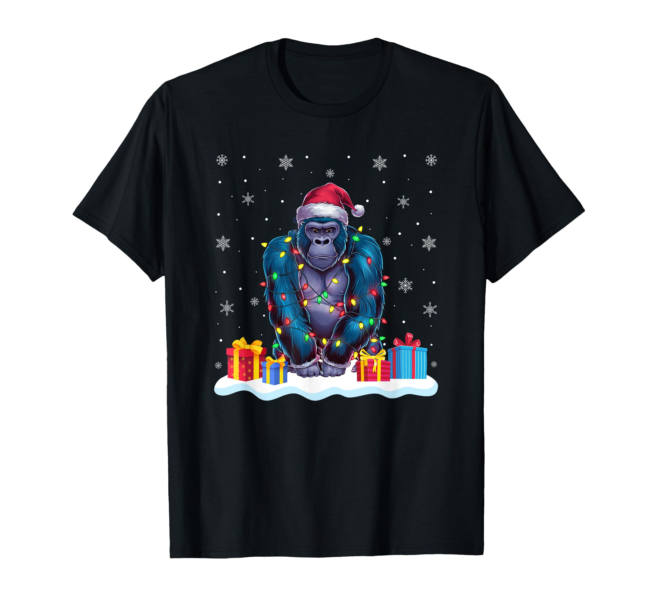 Amazon.com: Gorilla Santa Hat Christmas Tree Light Xmas Pajama T-Shirt ...
