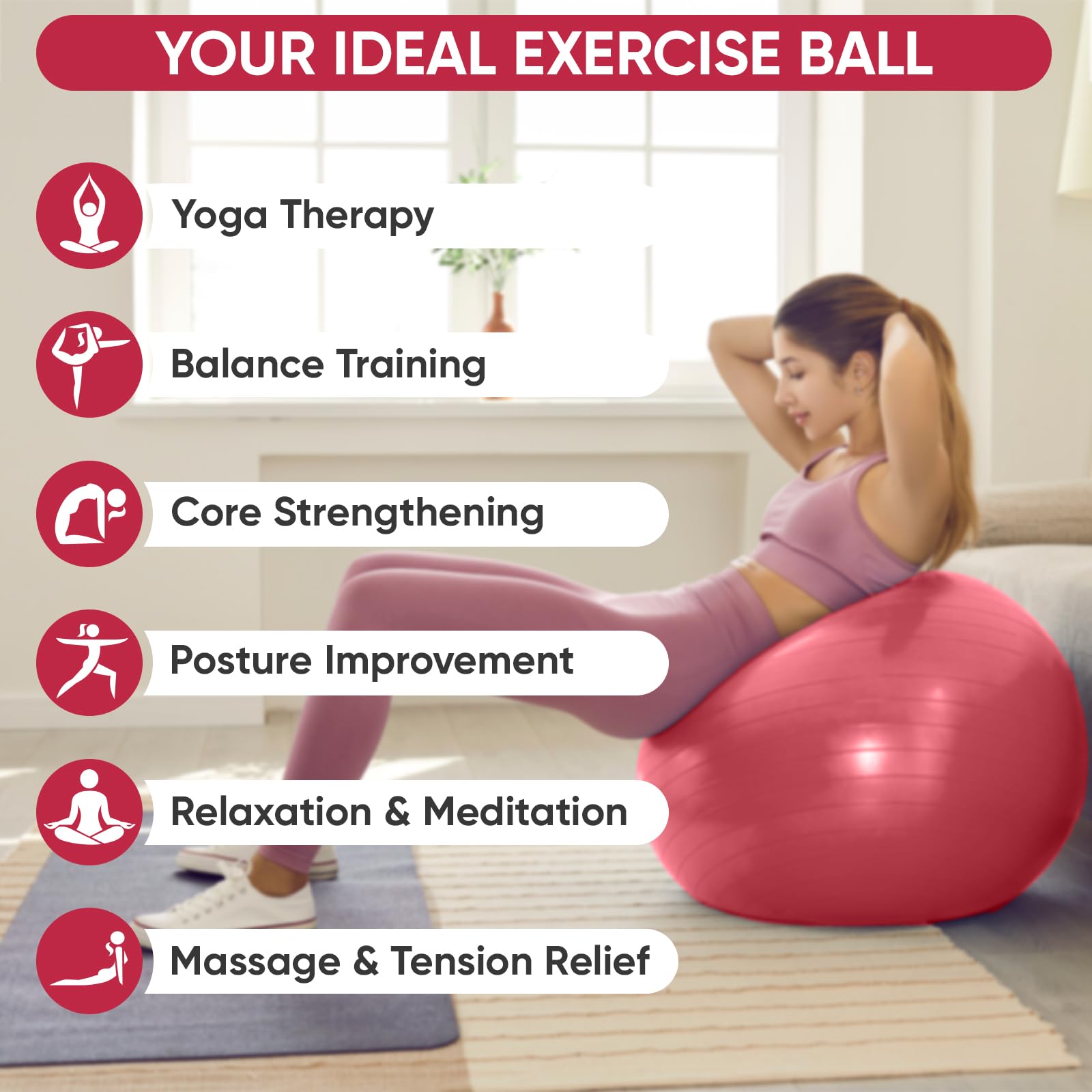 Snapklik.com : APEXUP Yoga Ball Exercise Ball, Anti Slip Stability Ball ...