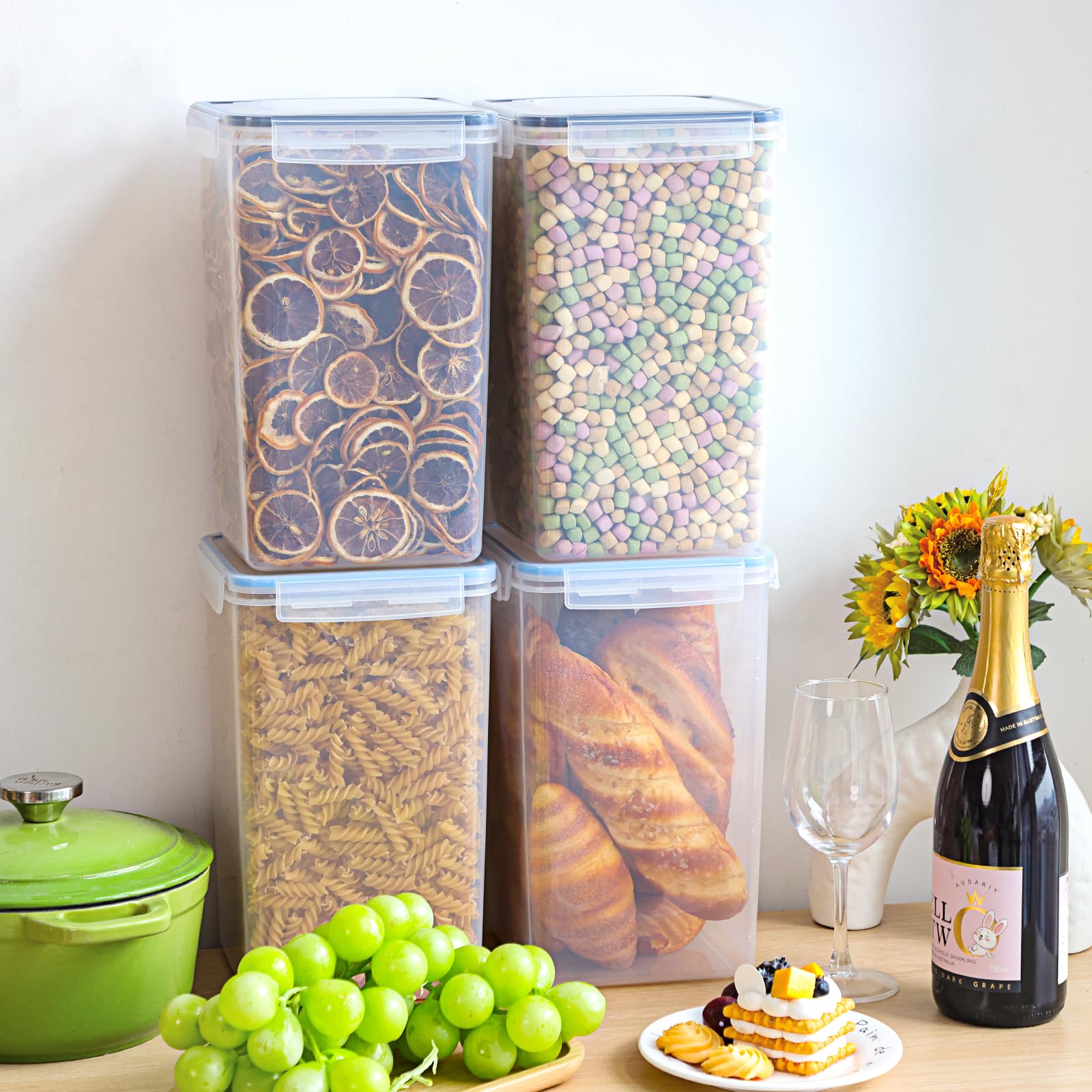 4 Pack 6.5L Large Airtight Food Storage Containers for Kitchen ...