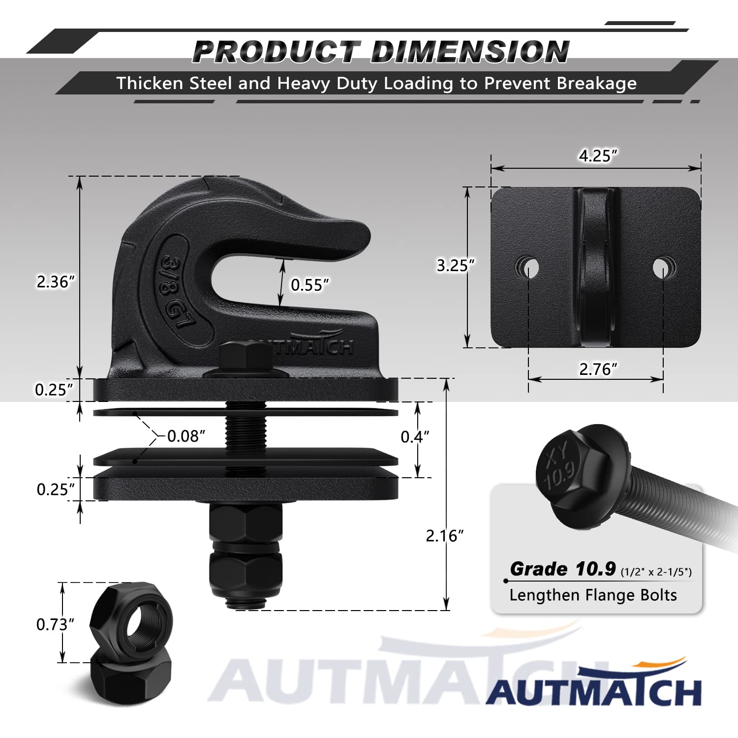 Snapklik.com : AUTMATCH Tractor Bucket Grab Hook 3/8" - Grade 70 Forged ...