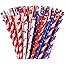 Amazon.com: 150 Pieces American Flag Red White Blue Paper Straw ...