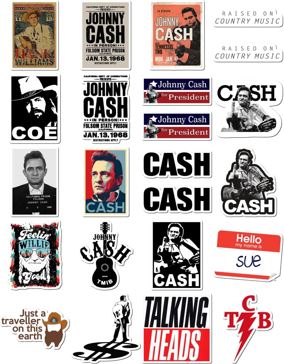 Amazon.com: 20 Pcs Stickers Pack Johnny Vinyl Cash Colorful Aesthetic ...