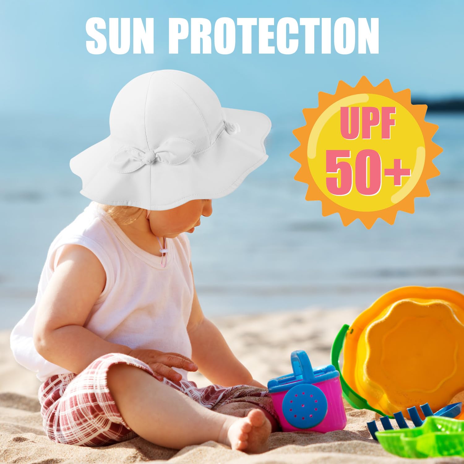 Snapklik.com : Baby Sun Hat Toddler Girl Beach Hat Adjustable Outdoor ...