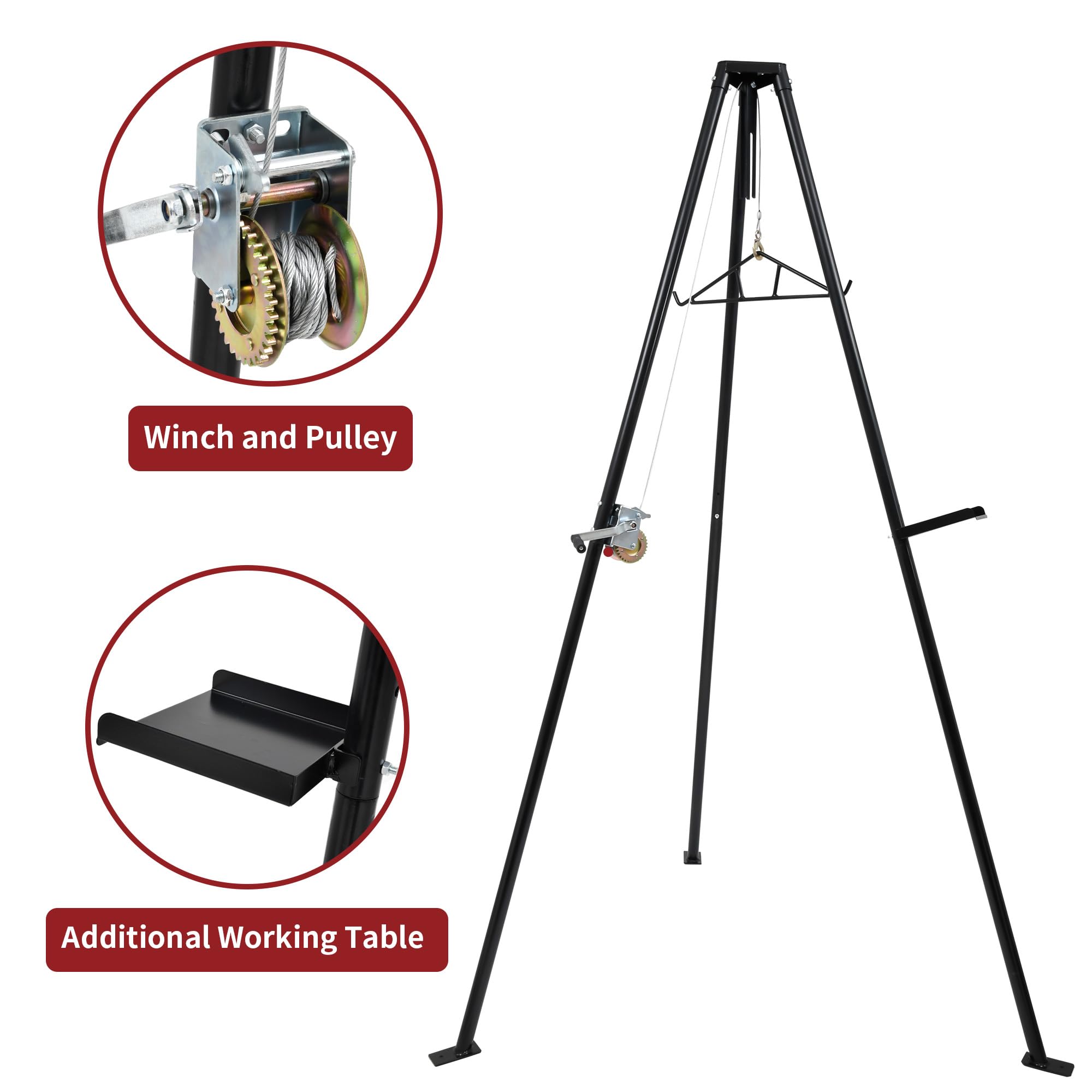 Snapklik.com : YITAMOTOR 600lbs Tripod Game Hoist Deer Hanger, 3 Point ...
