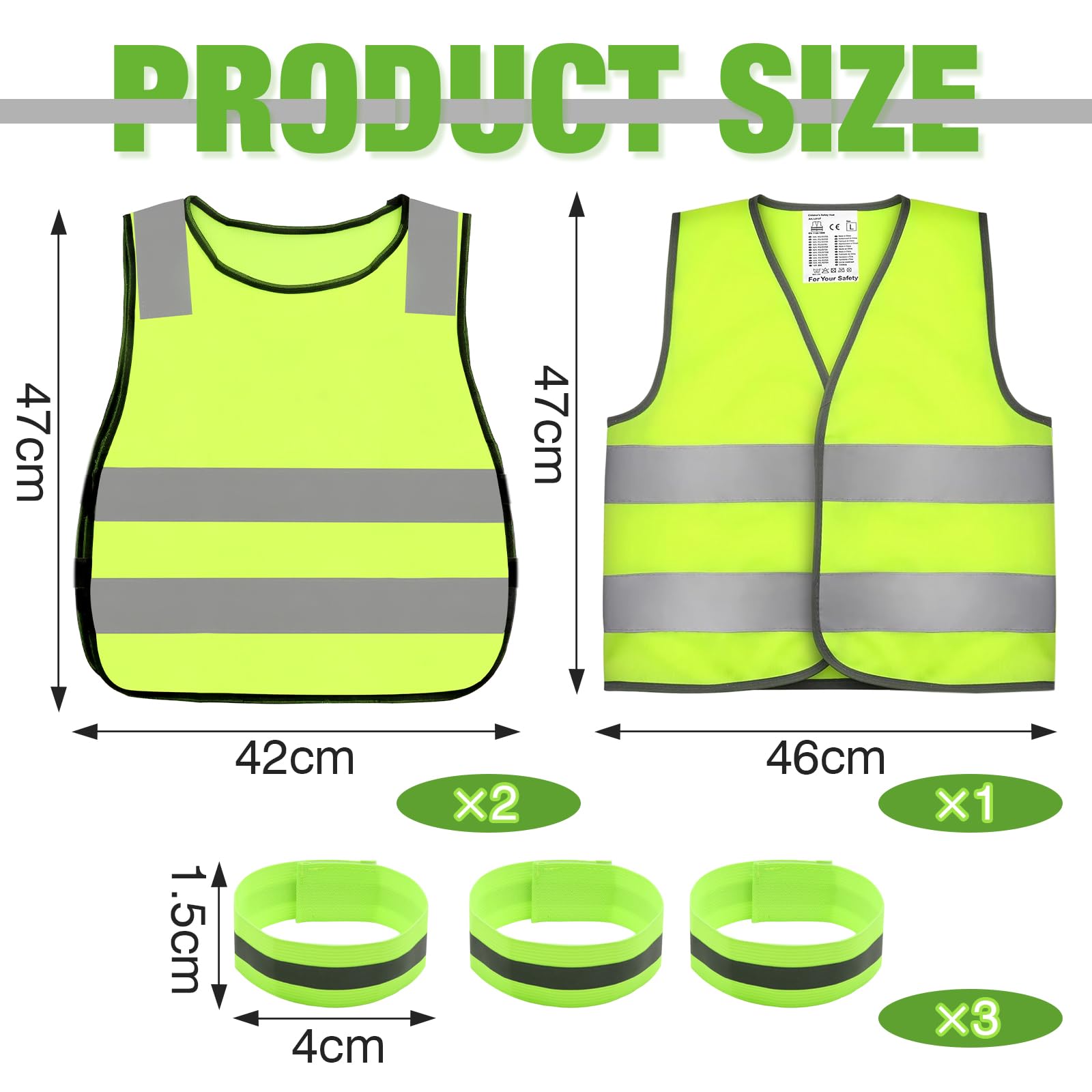 VEGCOO 6pcs Hi Vis Vests and Wrist for Kids, Childrens High Visibility ...