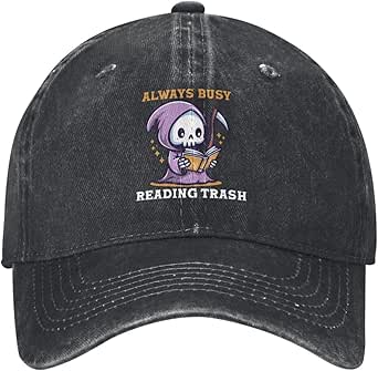 Cute Grim Reaper Always Busy Reading Trash Baseball Cap Golf Hat Dad ...
