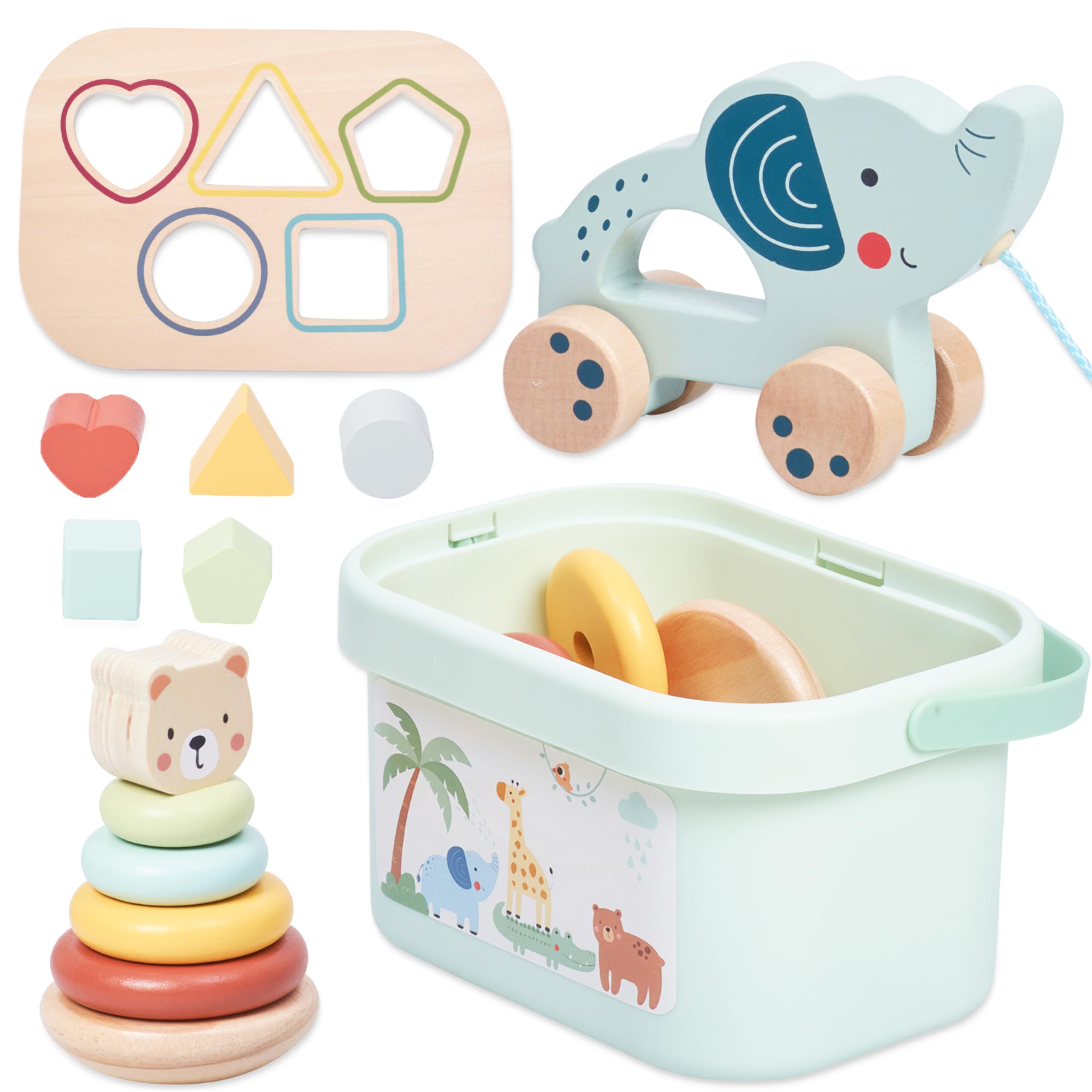 Snapklik.com : PREXTEX 3-in-1 Wooden Sorting And Stacking Toys ...