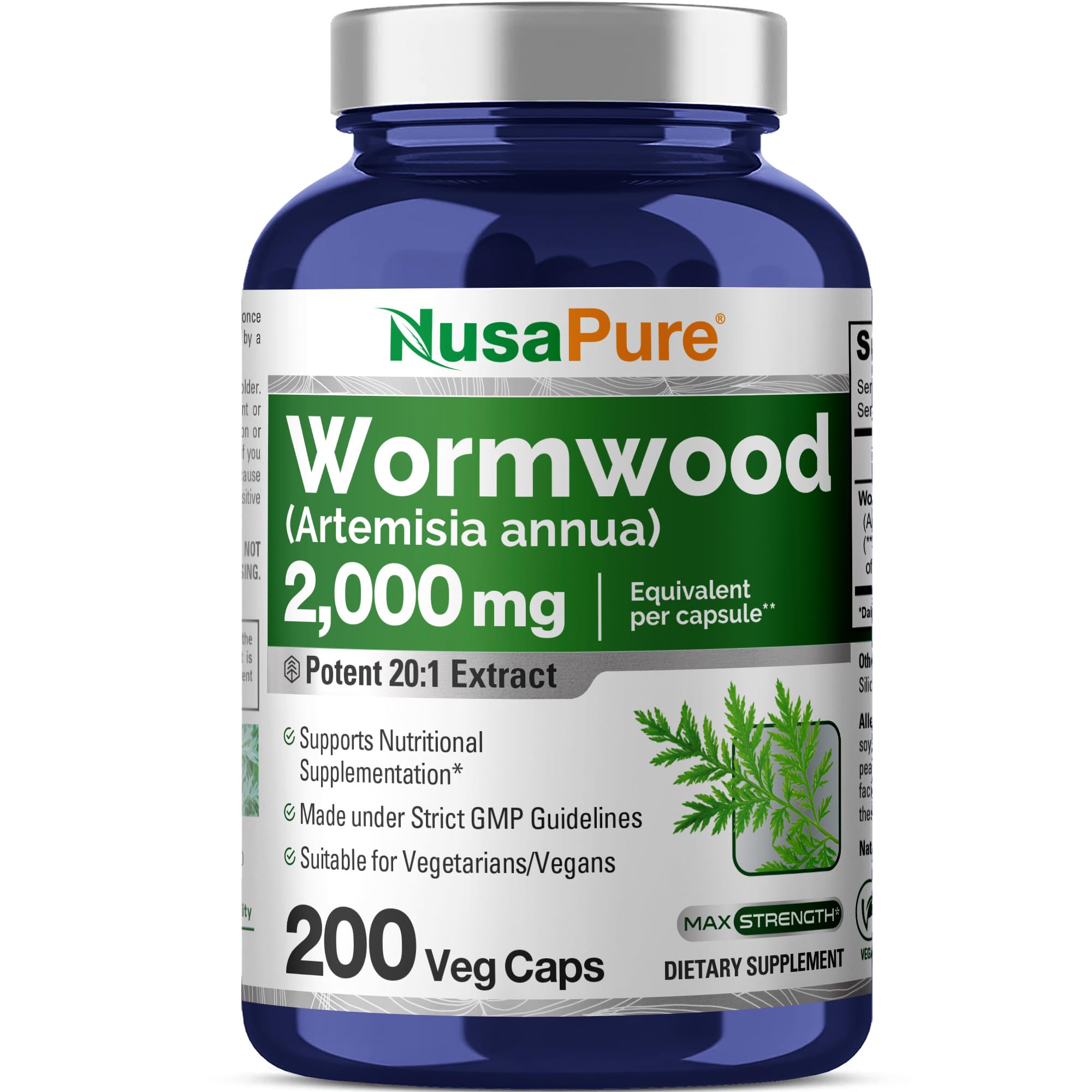 Snapklik.com : Wormwood Capsules 2000mg Artemisia Annua Herb 200 Count Non-GMO & Vegan Supplement