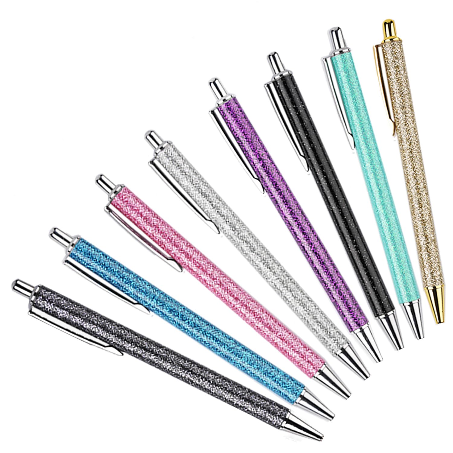 Amazon.com : YOUMI 7/8 Pcs Retractable Ballpoint Pen，Pretty Bling Metal ...