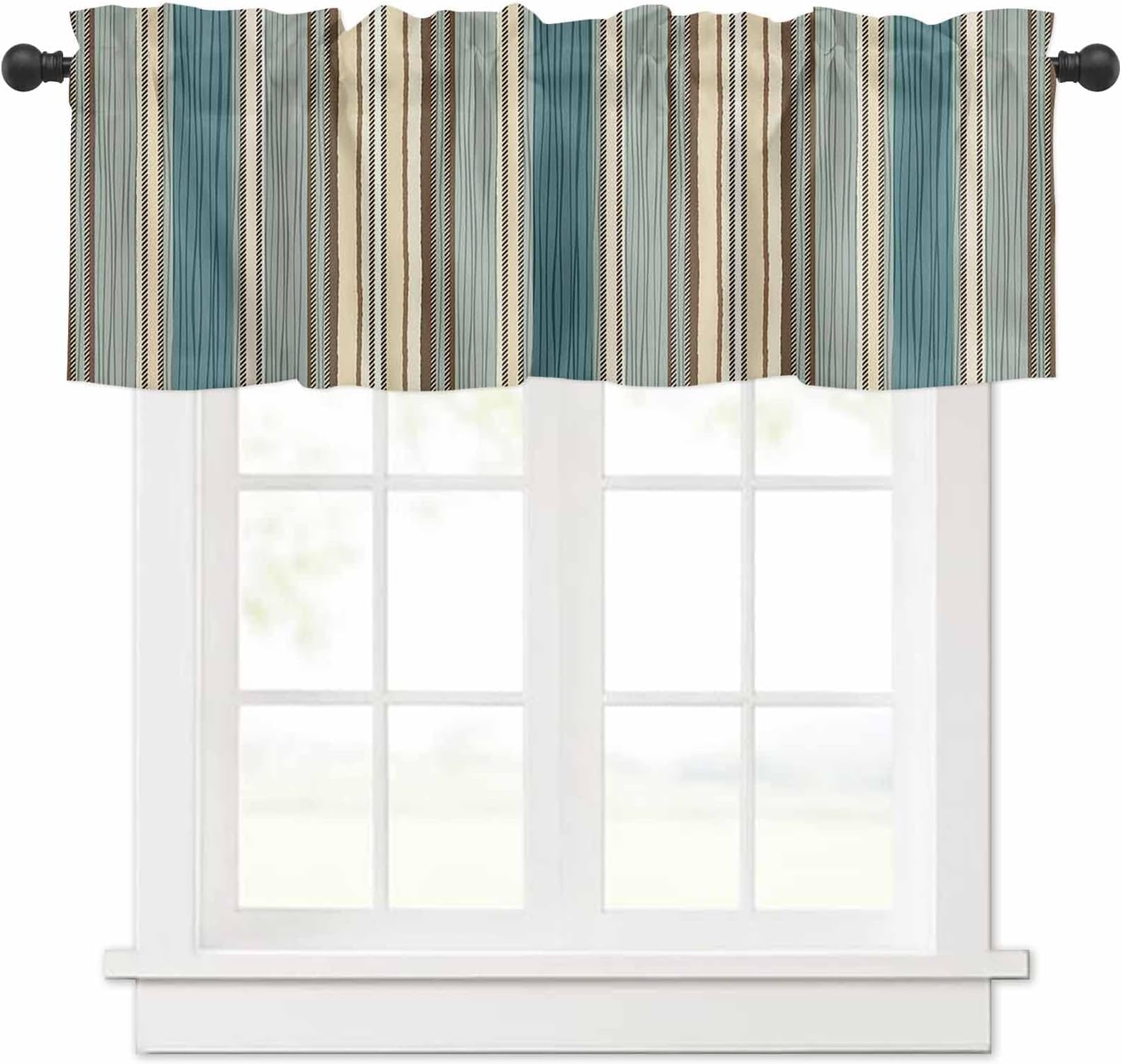 Amazon.com: Teal Stripes Valances Window Treatment Farmhouse Decor ...