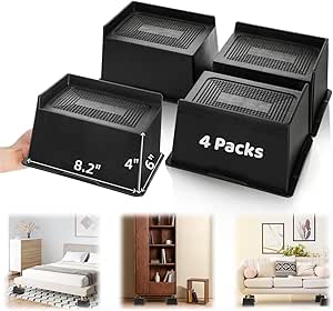 Amazon.com: Noamus 4 Pack 4 Inch Bed Risers, Oversized Heavy Duty Couch ...
