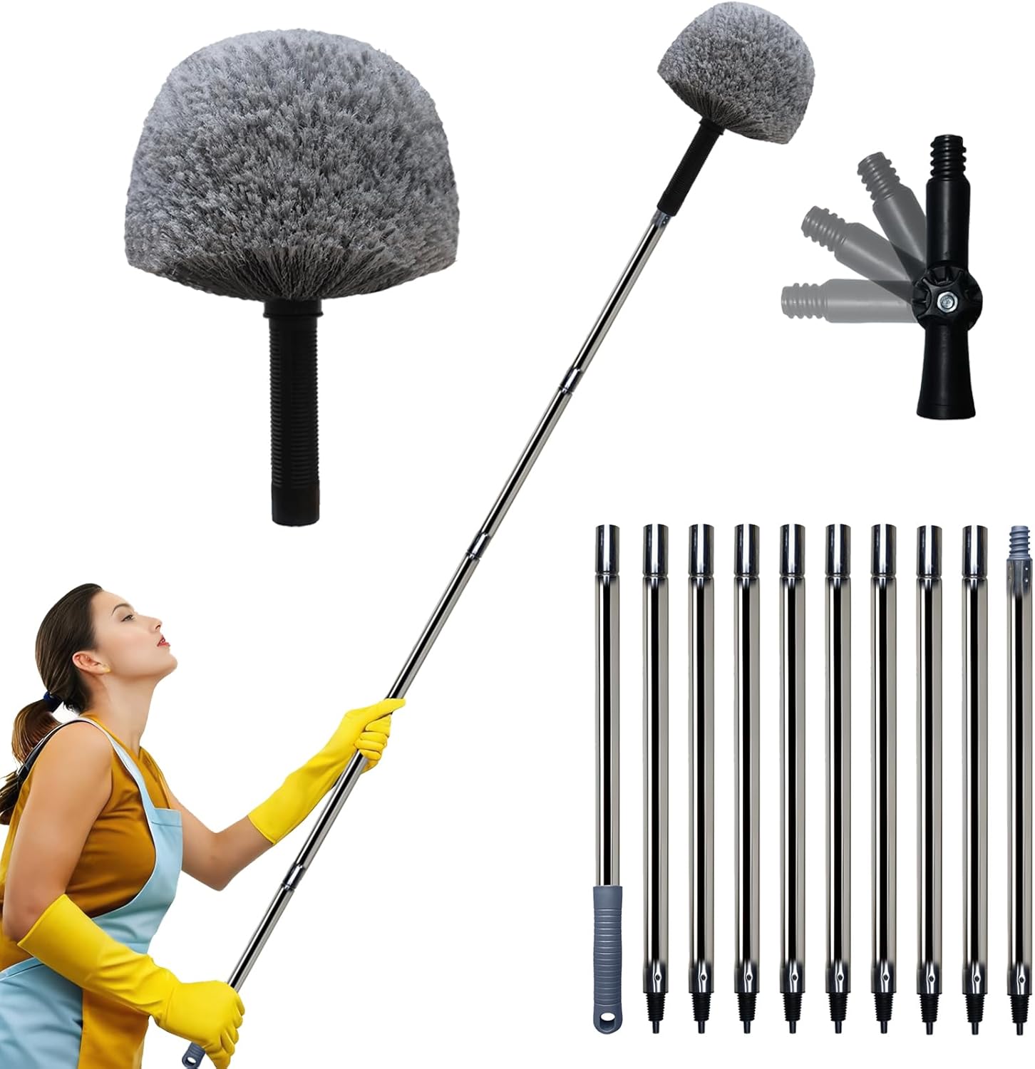 Amazon.com: 20 Ft+ High Reach Grey Cobweb Duster with 3-14 ft Extension ...
