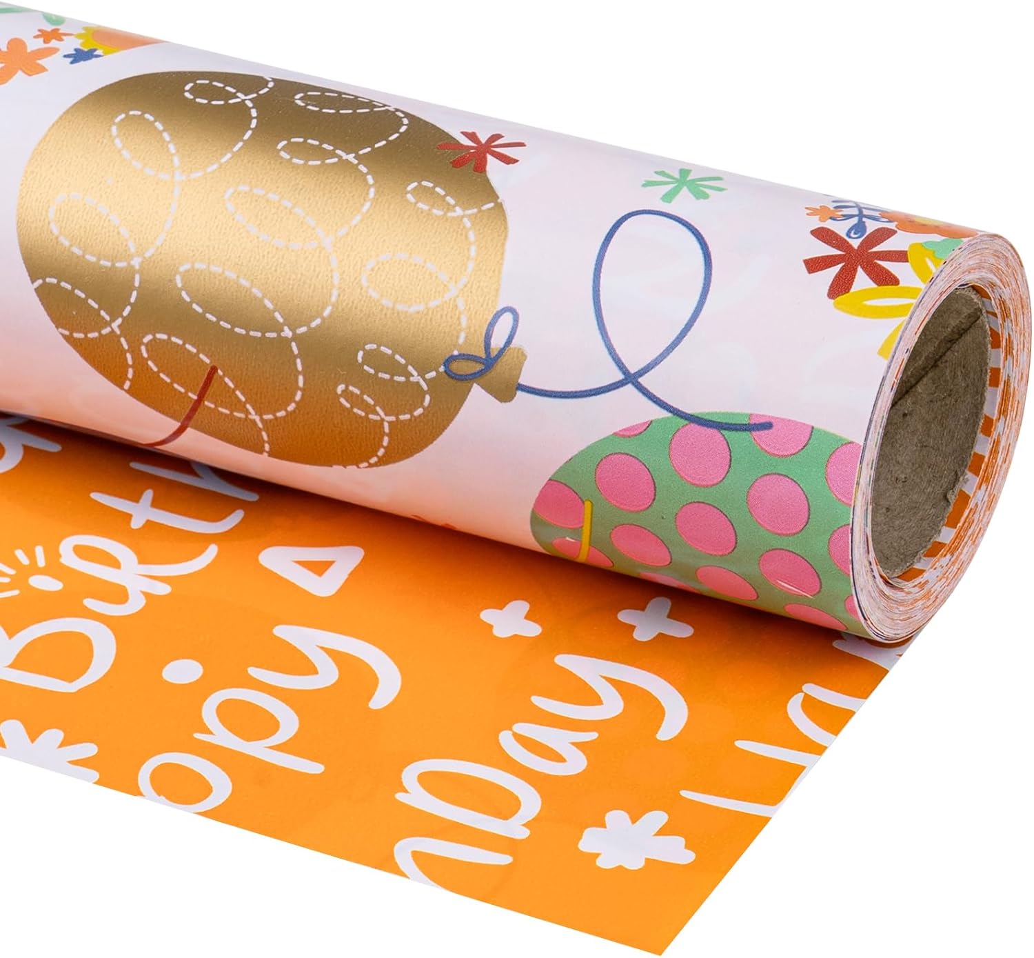 Amazon.com: LeZakaa Reversible Birthday Wrapping Paper Roll - Flower ...