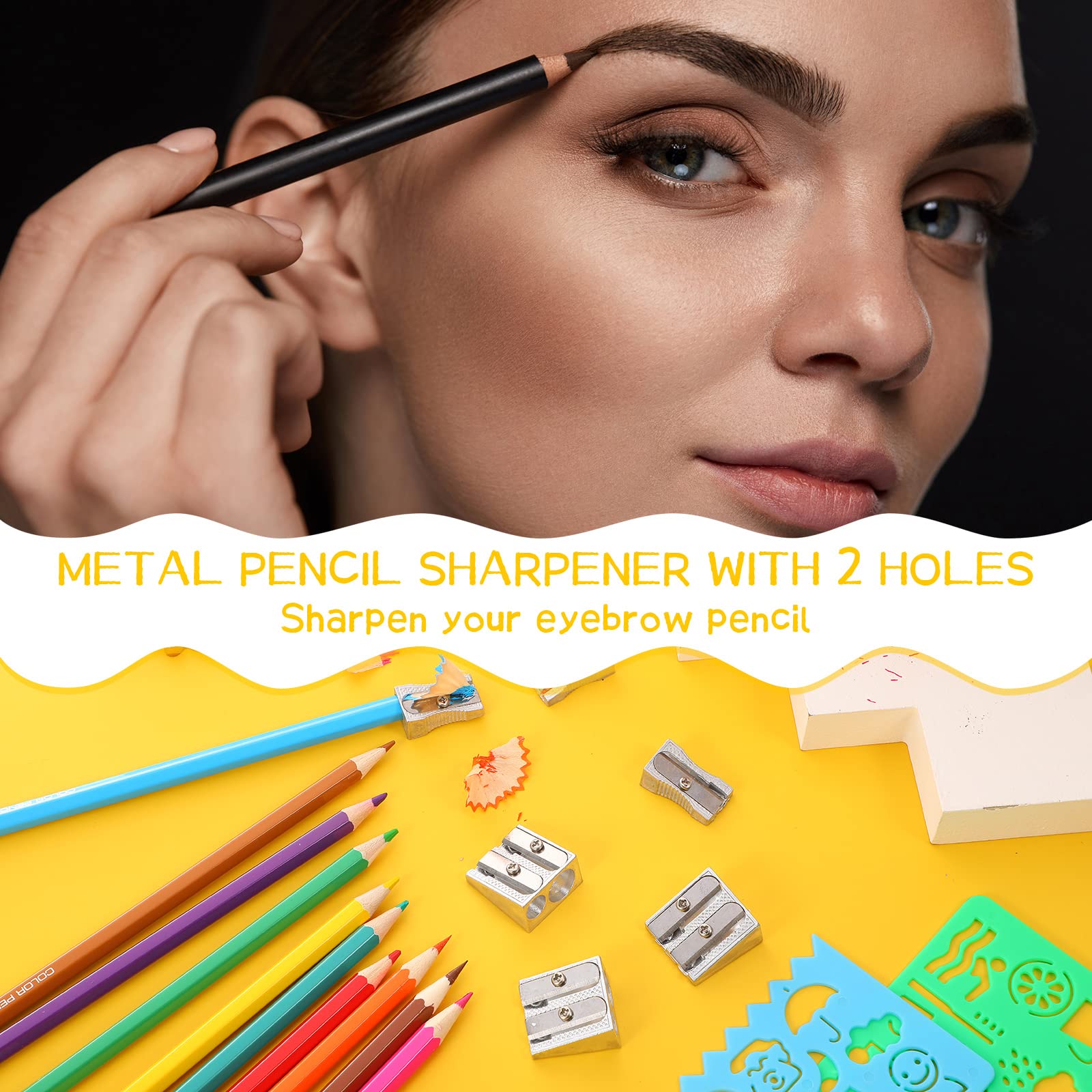 Snapklik.com : 6 Pcs Metal Manual Pencil Sharpeners 3 Single Hole 3 ...