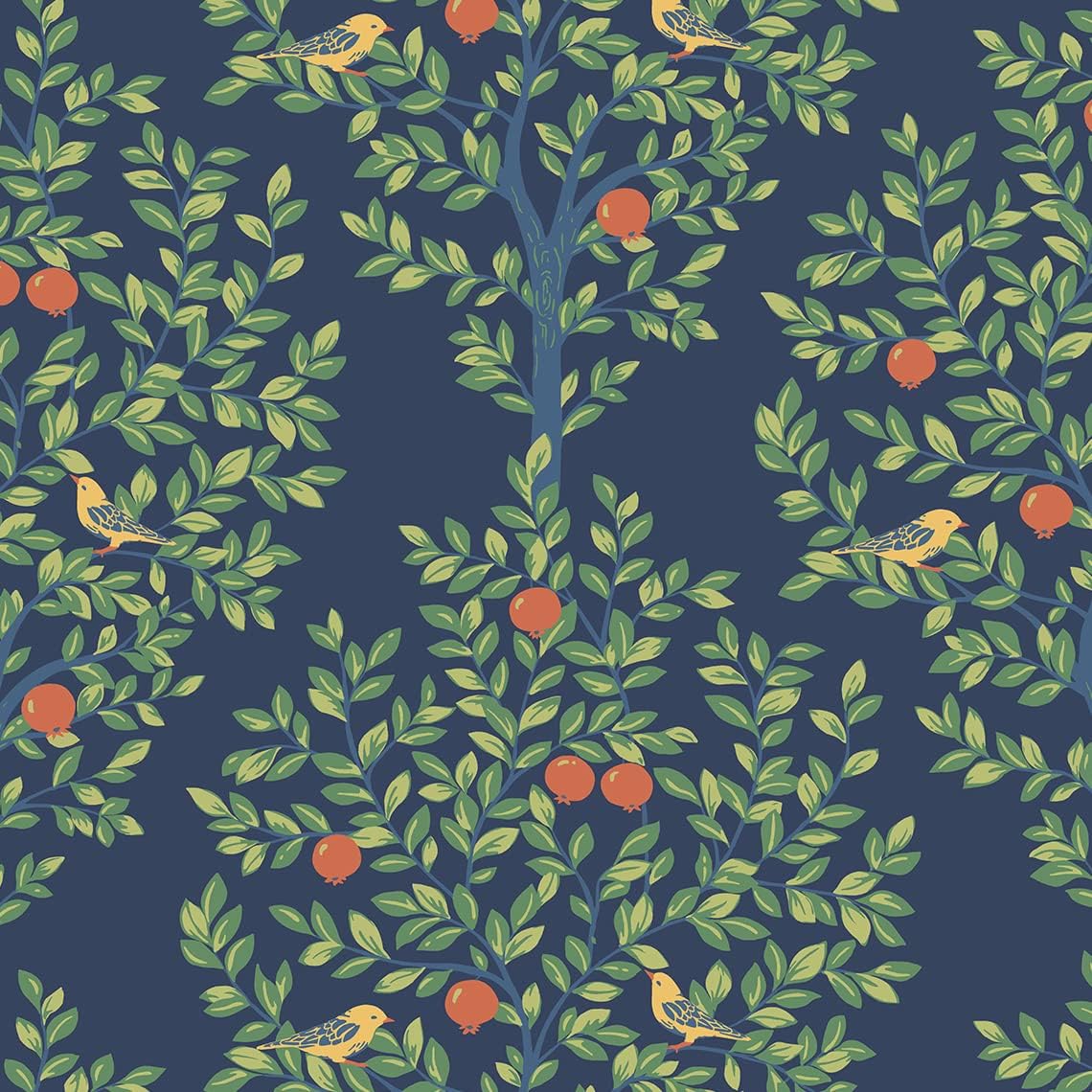 NextWall Fruit Tree Vintage Peel and Stick Wallpaper (Navy Blue ...