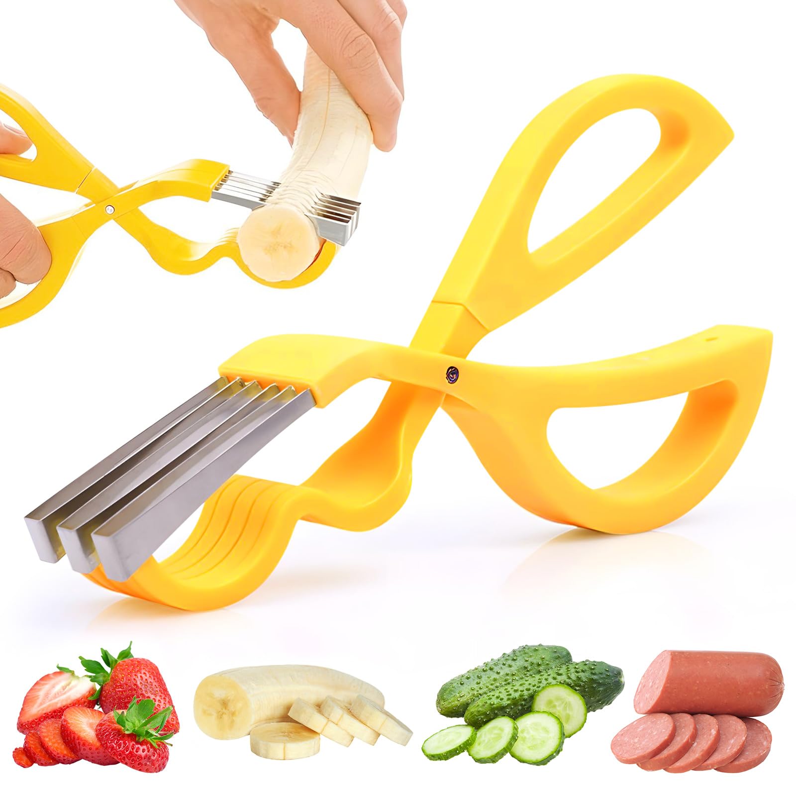 Amazon.com: Food Manual Slicer,Banana Slicer,Stainless Steel Strawberry ...