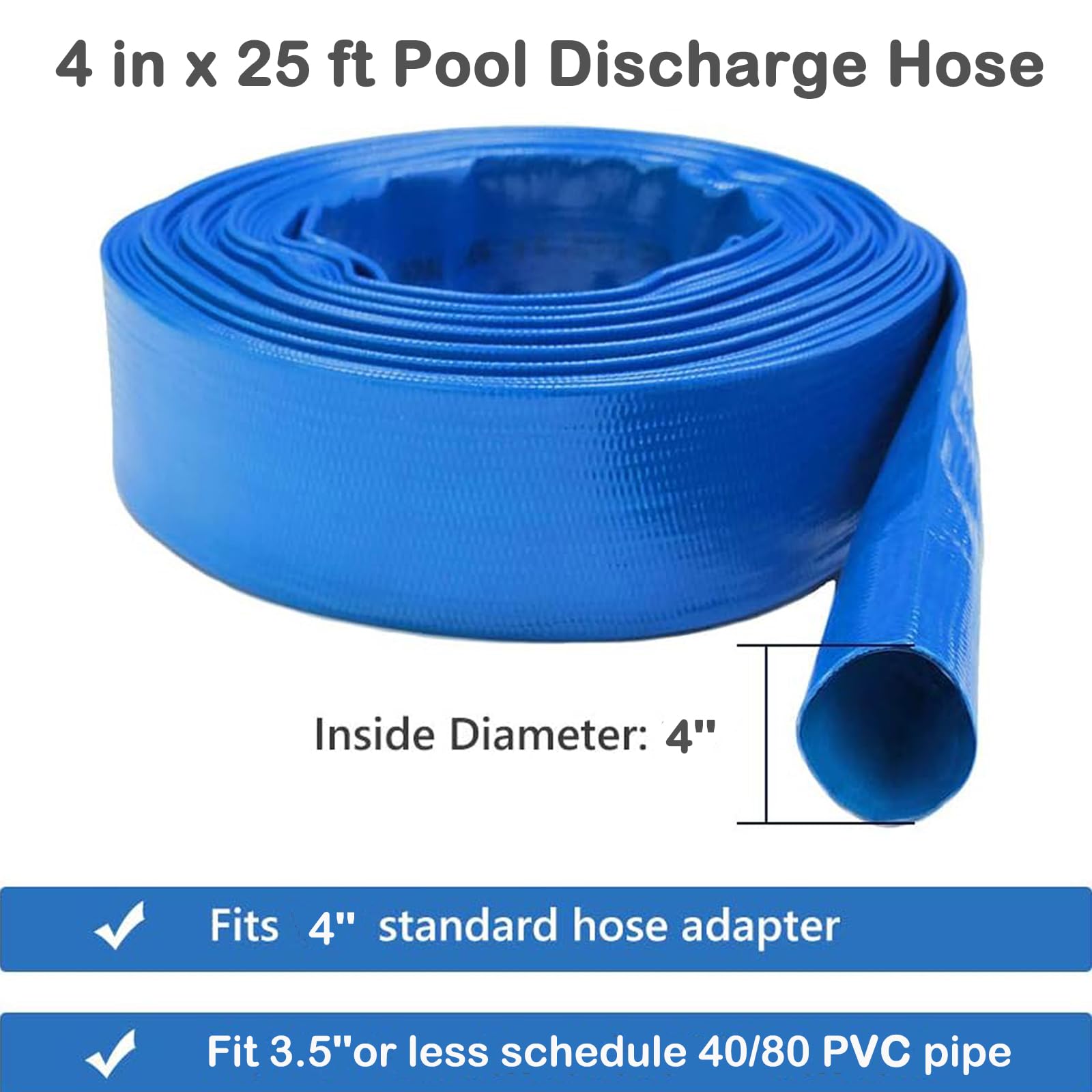 Snapklik.com : 4 IN X 25 FT Pool Backwash Hose, Heavy Duty Flat ...