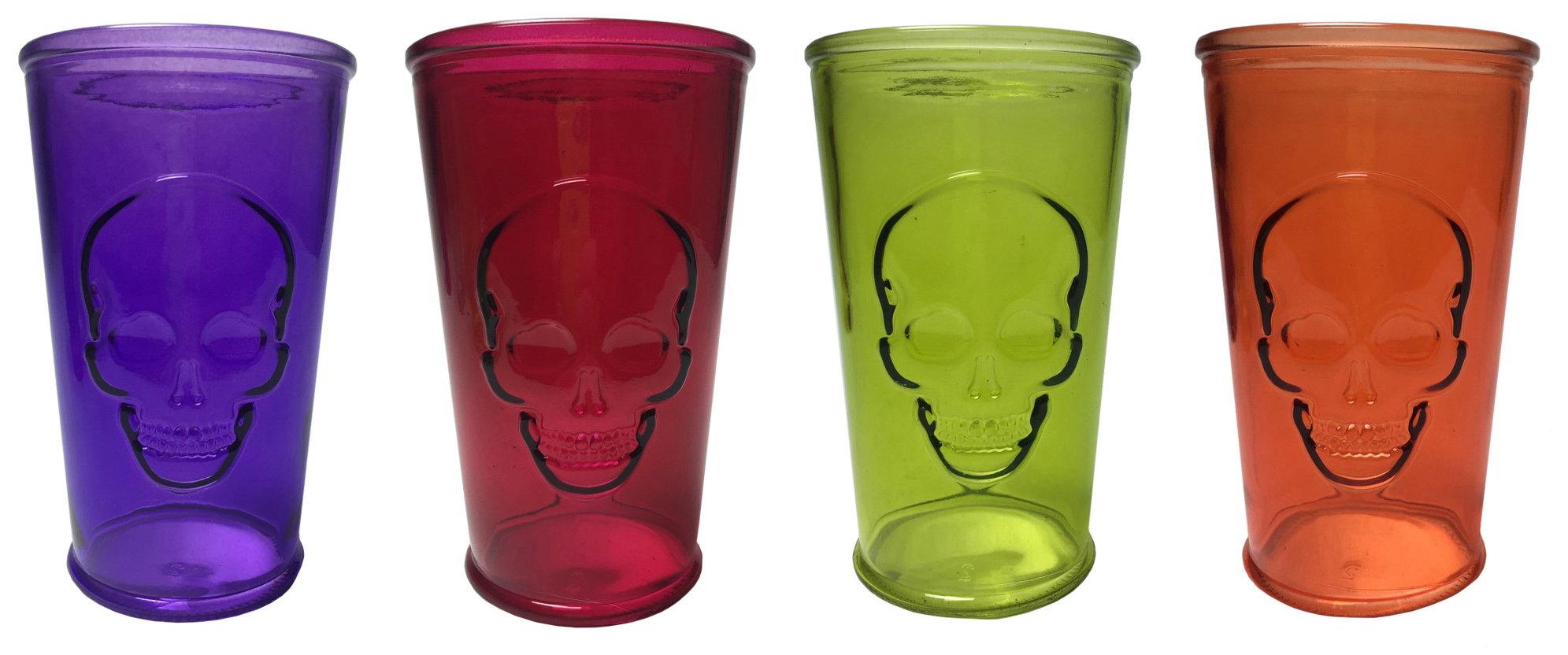 Circleware Skullology Skull Embossed Drinking Glasses with Purple ...