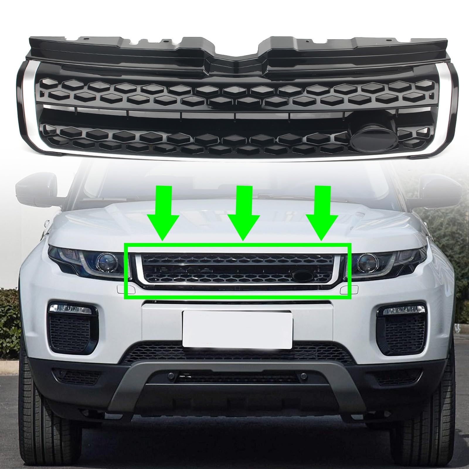 Amazon | FINMOKAL カーアッパーフロントグリルロゴ レンジローバーイヴォーク 2012-2018 LR074252 ABS ...