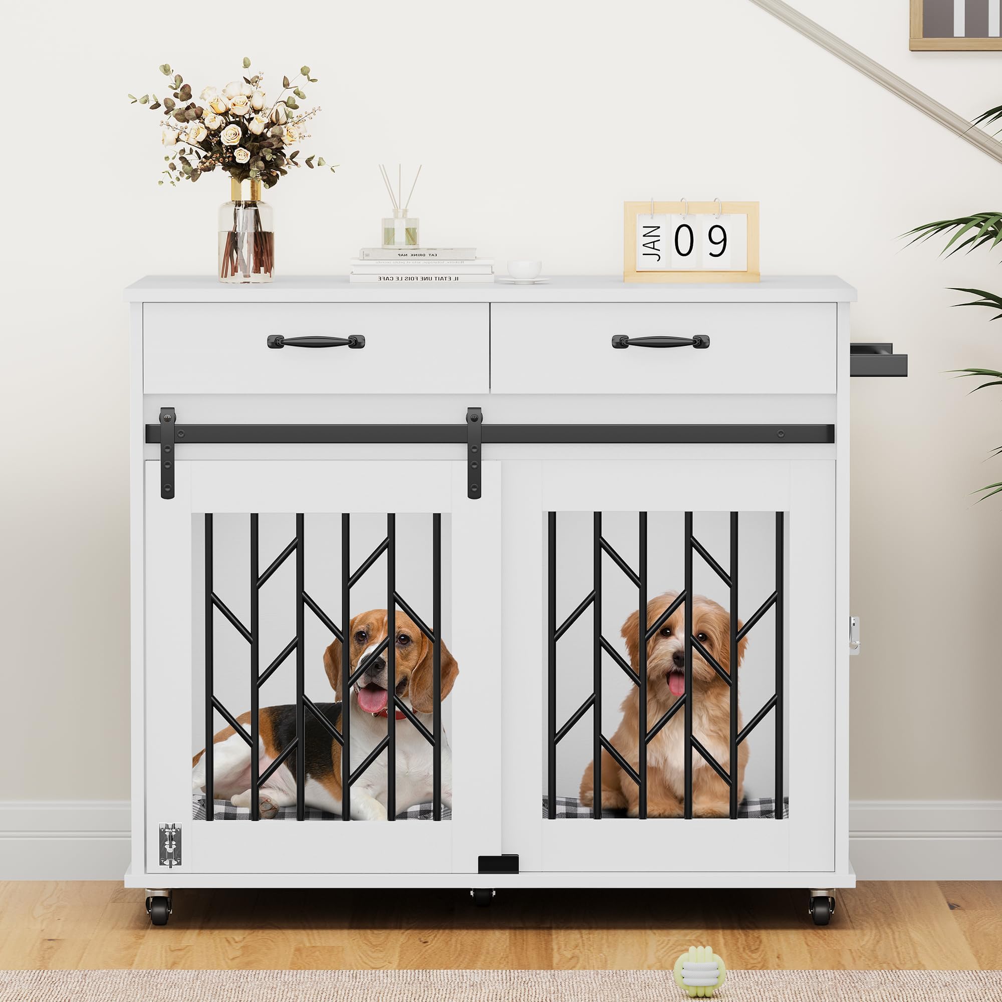 Amazon.com: WJFORLION Large Dog Crate Furniture - Dog Kennel with ...