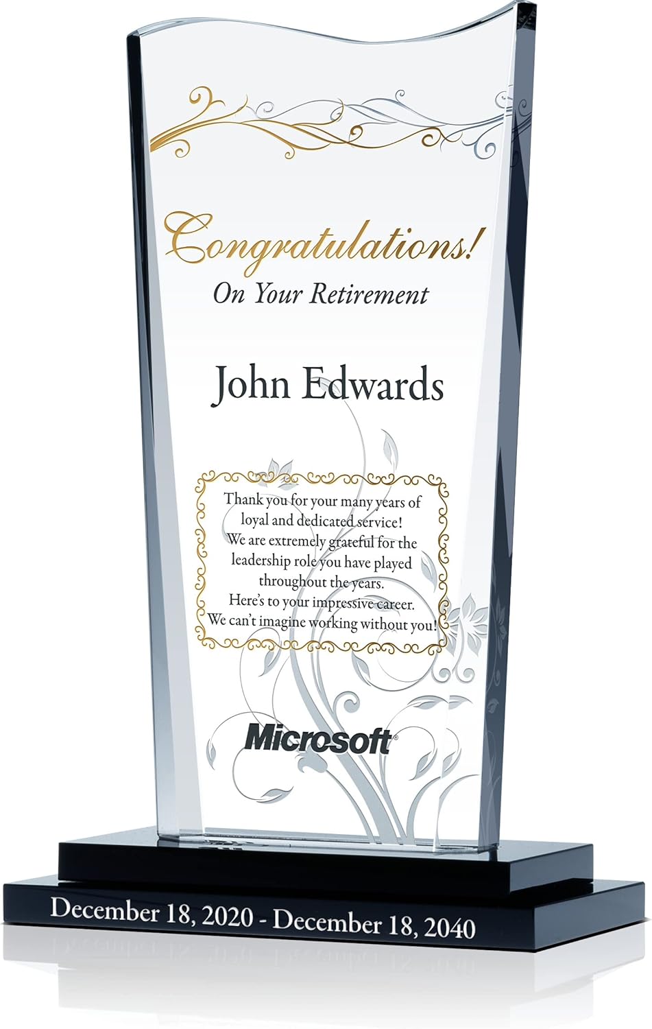 Amazon.com: Personalized Crystal Retirement Congratulations Gift Plaque ...