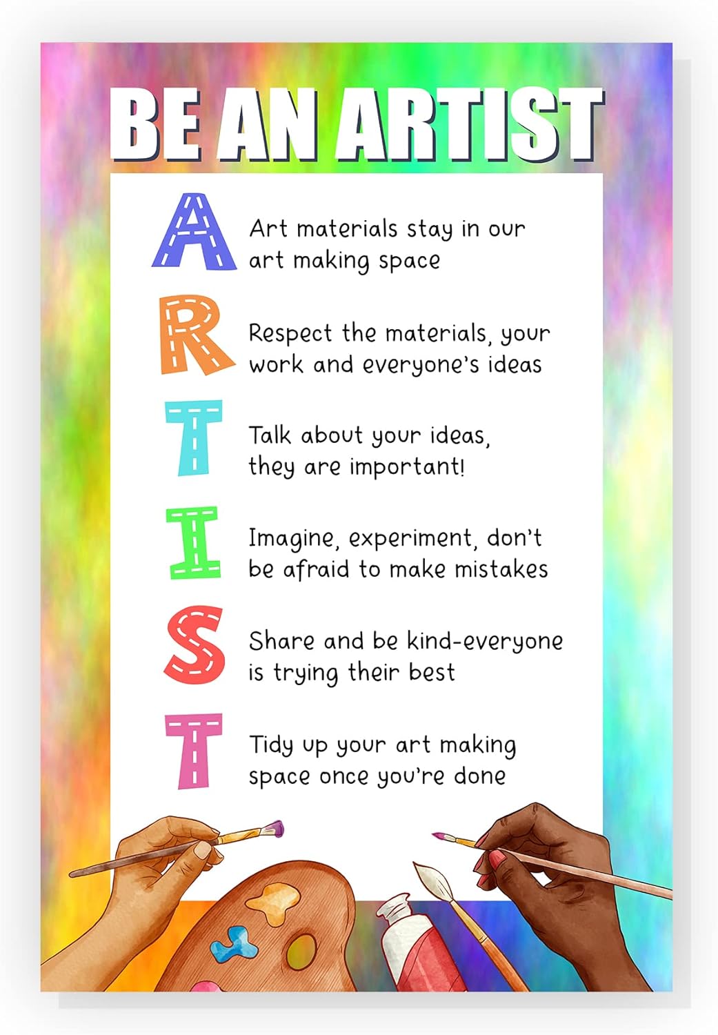 Amazon.com: 24TRESOR Be An Artist Poster Art Classroom Decoration Art ...