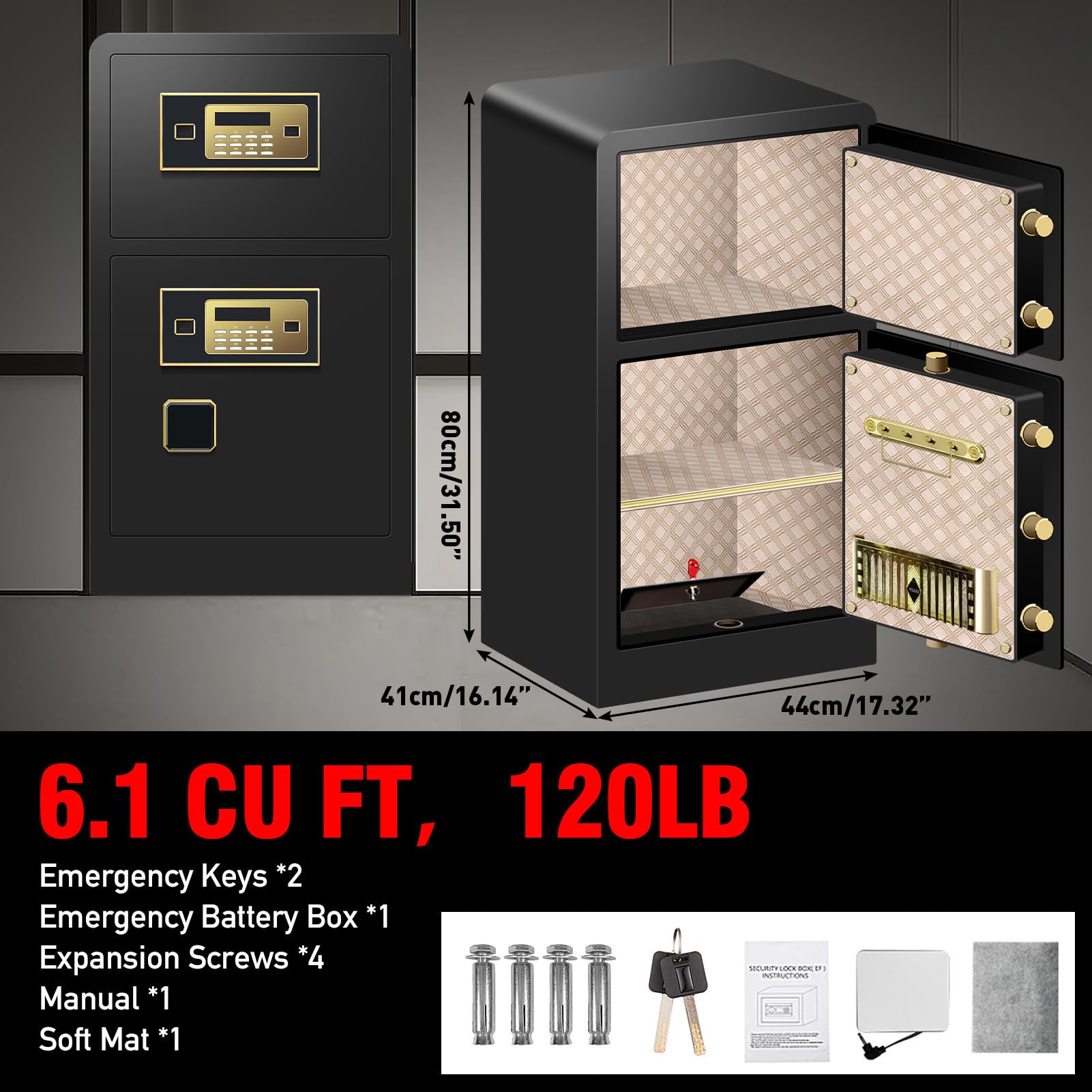Snapklik.com : TOTOY 6.1 CU FT Extra Large Double Door Fireproof ...