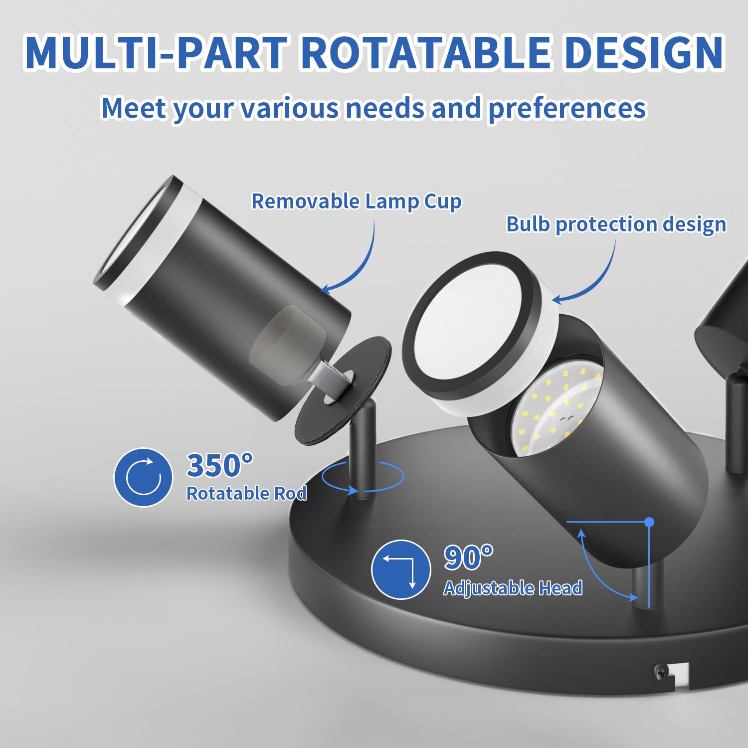 Snapklik.com : GORDNWE ABA Ceiling Spot Lights Indoor: 3 Lights Led ...