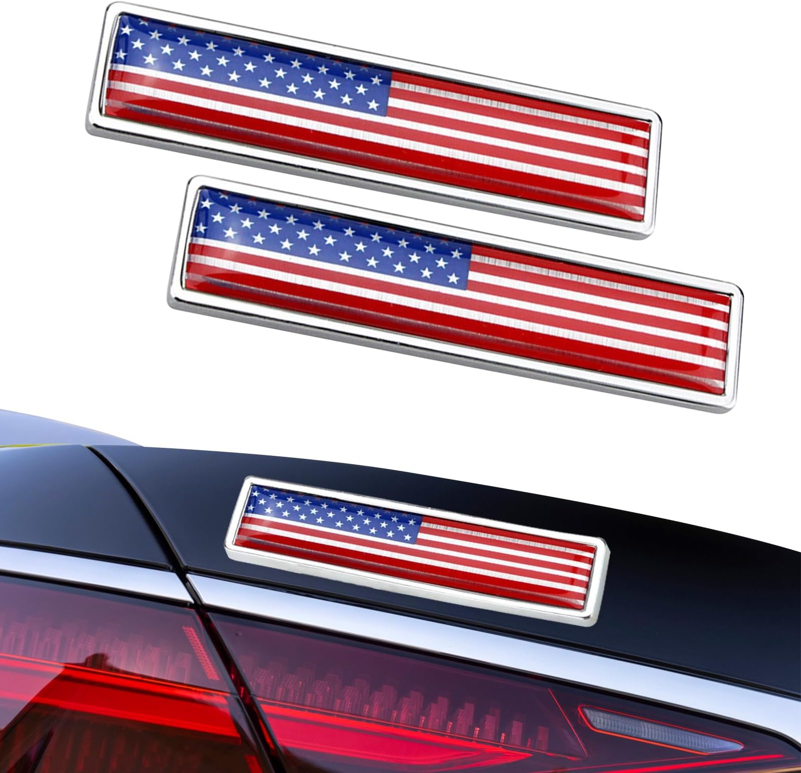 Amazon.com: Dewkou 2 PCS America Flag Car Emblem Sticker, 3D Aluminum ...