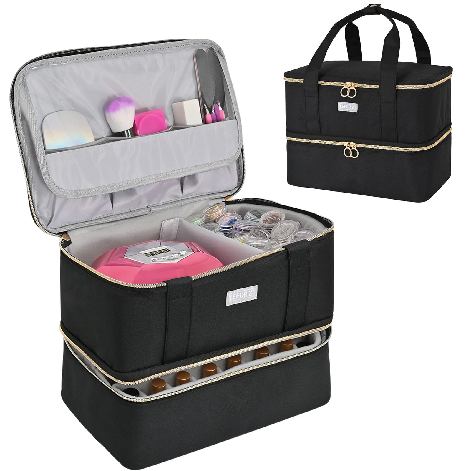 Nail Polish Organiser,Nail Bag,Double-Layer Nail Polish Carrying Case ...