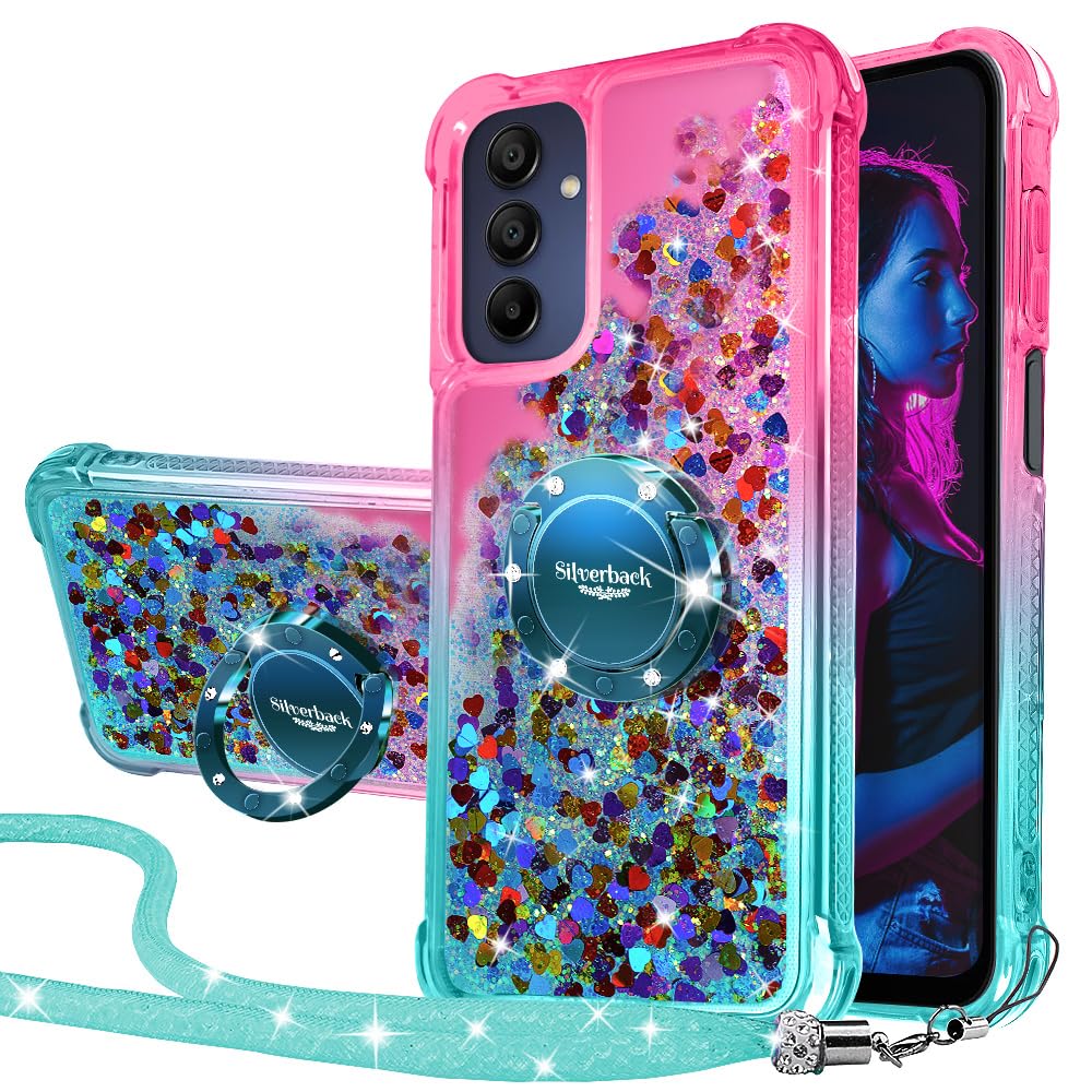 Amazon.com: Silverback for Galaxy A25 5G Phone Case, Moving Liquid Holographic Sparkle Glitter ...