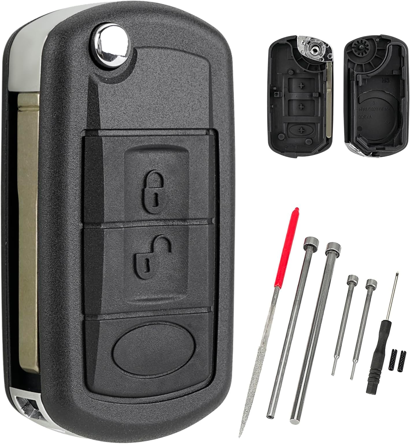 3 Buttons Flip Car Key Fob Case For Land Rover Discovery 3 Range Rover ...