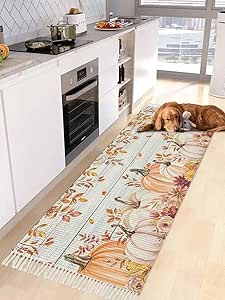 Amazon.com: 2' x 5' Thanksgiving Pumpkin Runner Rug with Tassels Orange ...