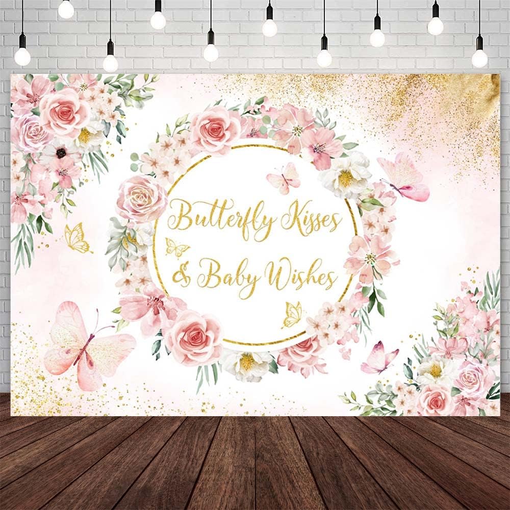 Amazon.com : AIBIIN 7x5ft Butterfly Baby Shower Backdrop Butterfly ...