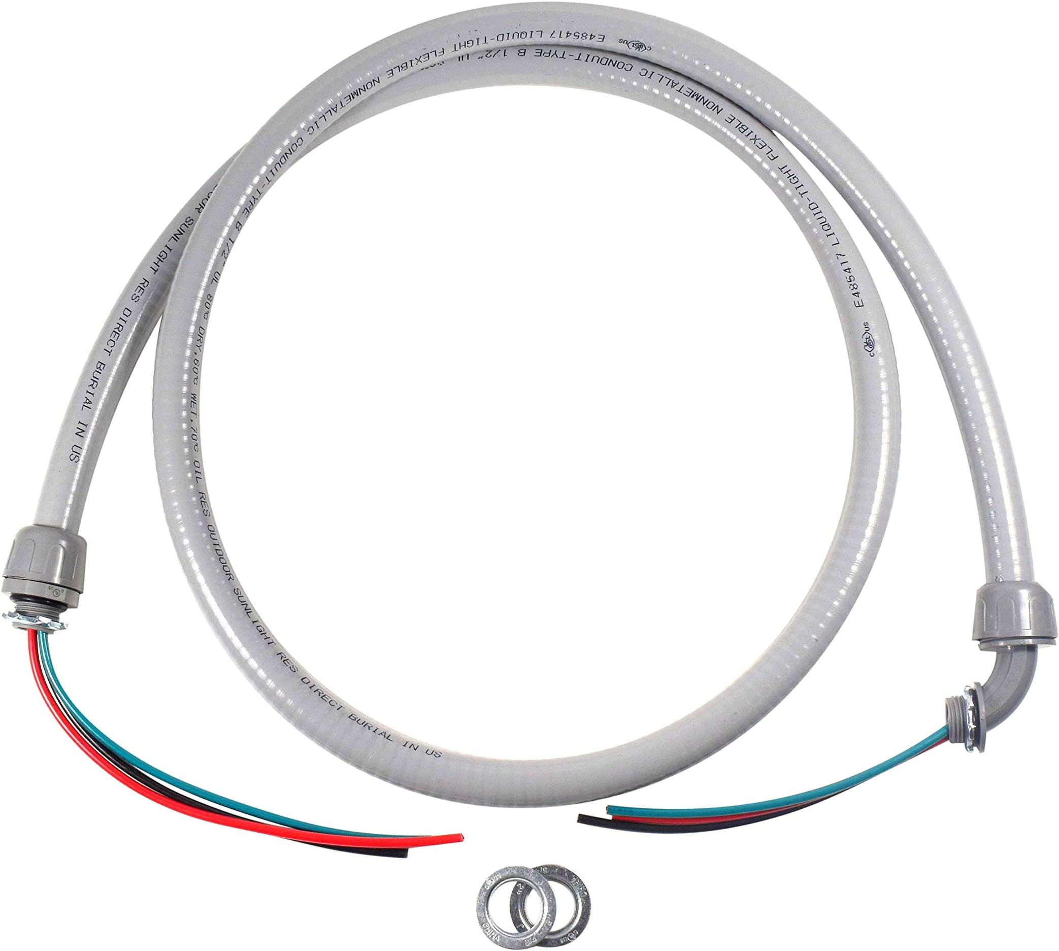 Z 1/2" x 6FT Electrical A/C Whip Metallic Connector,30A 120/240V Fused ...