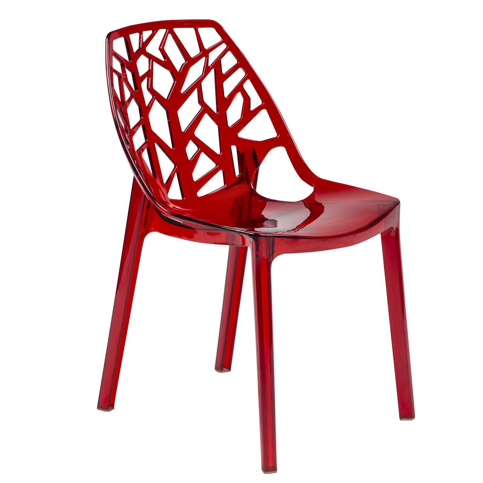 Amazon.com - LeisureMod Modern Cornelia Dining Chair, Transparent Red ...