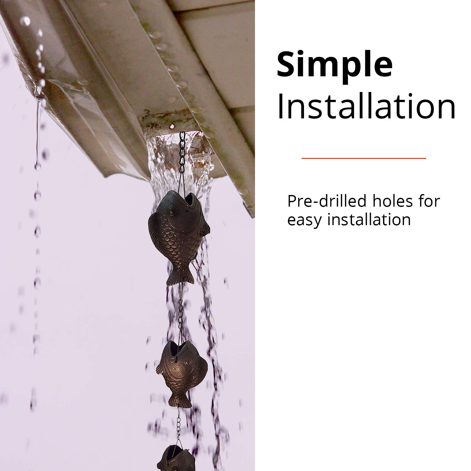 Snapklik.com : NACH Decorative Fish Rain Chain, Heavy Duty Cast Iron ...