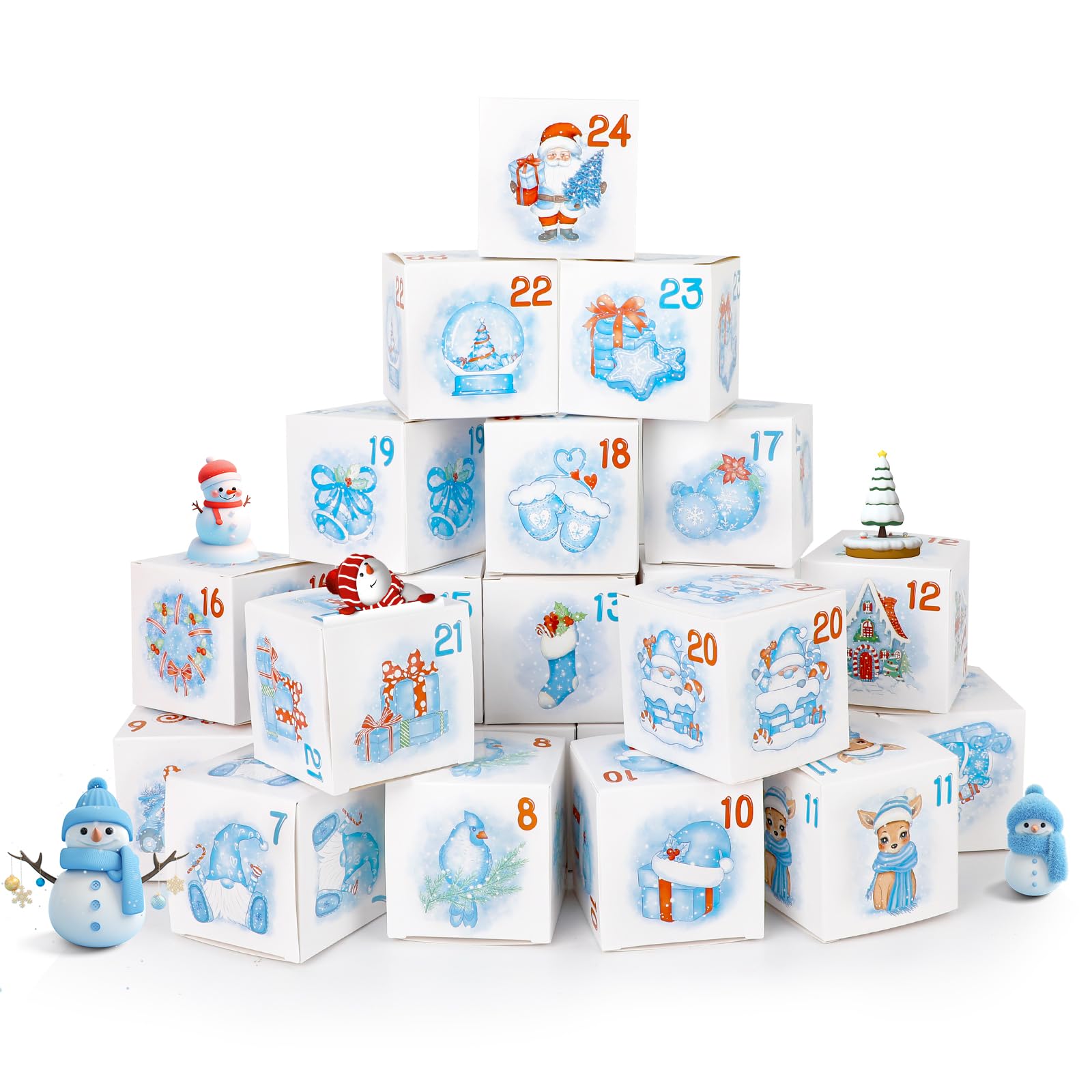 Amazon.com: Konsait 24Pcs Christmas Advent Calendar Boxes, Blue ...