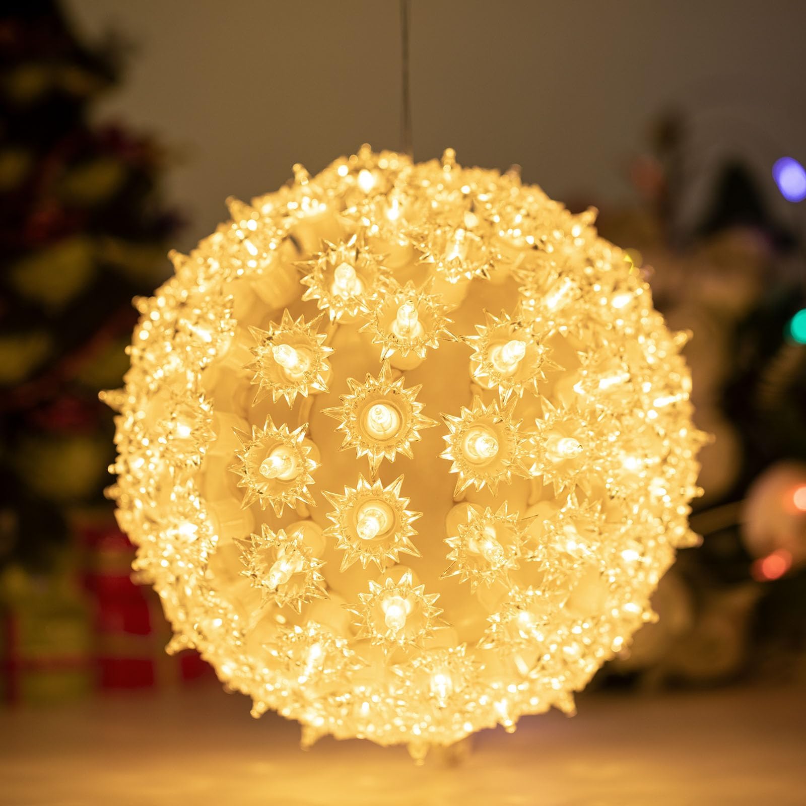Touch Of ECO Solar LED Snowball String Lights, 20 Feet, 10 Snowball LED ...