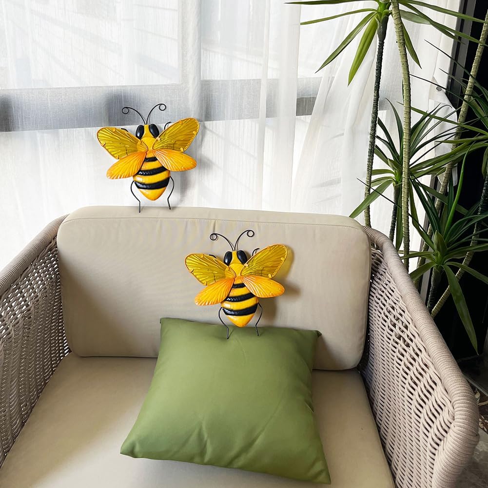 Amazon.com: LIFFY Metal Bee Outdoor Decor, 2Pcs Bumble Bee Wall Decor ...