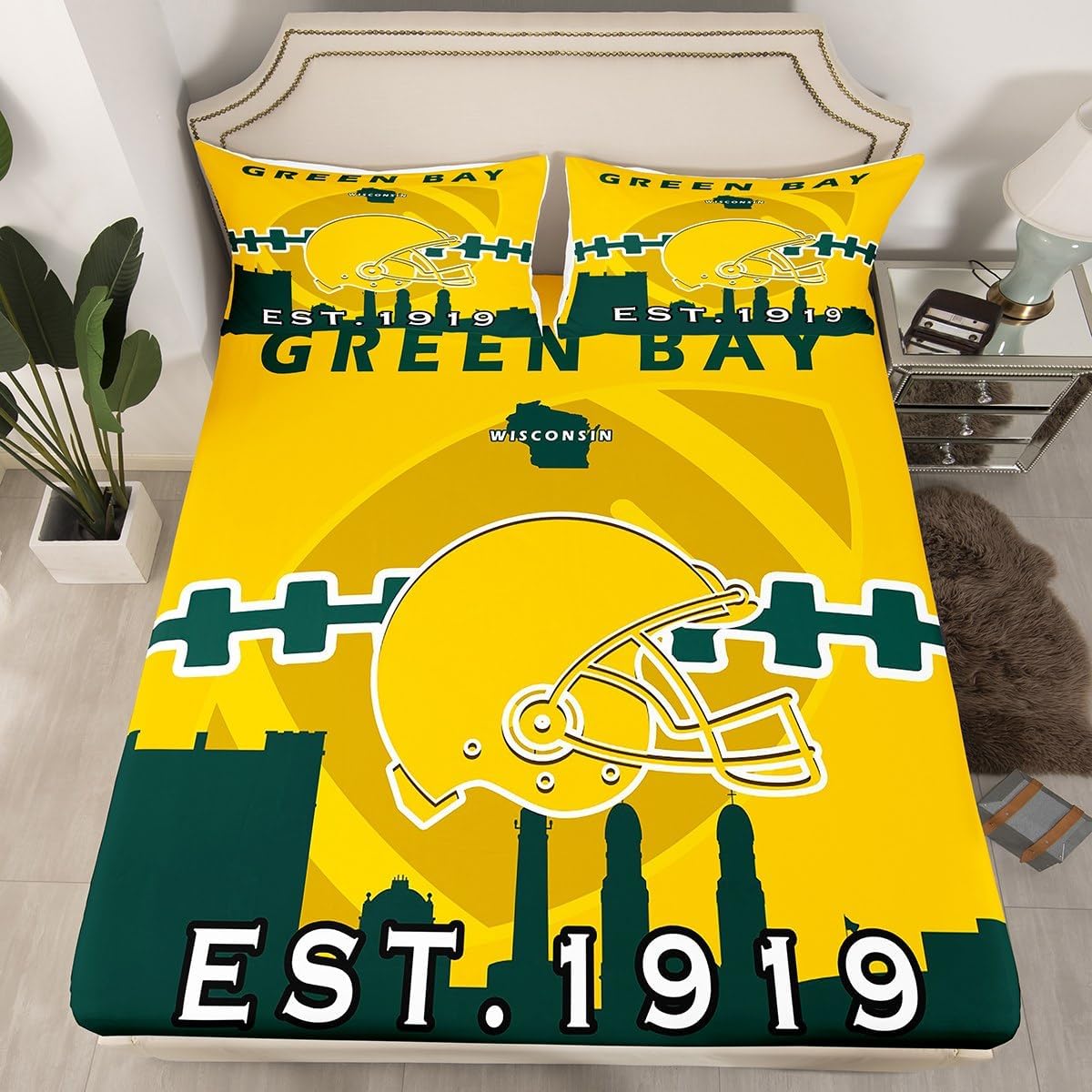 Amazon.com: Erosebridal Football Fitted Sheet Twin Size,Boys Football ...