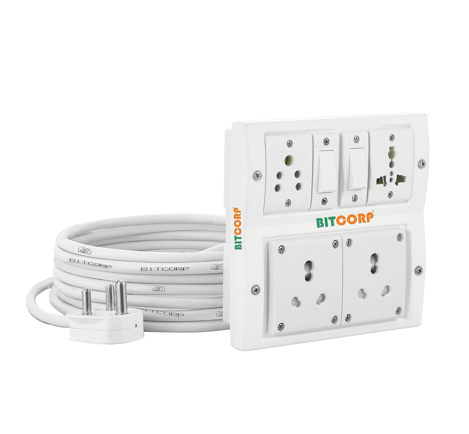 Buy Bitcorp Extension Box 6A 16A 20A Amp 4 Way Multi Plug and 2 Switch ...